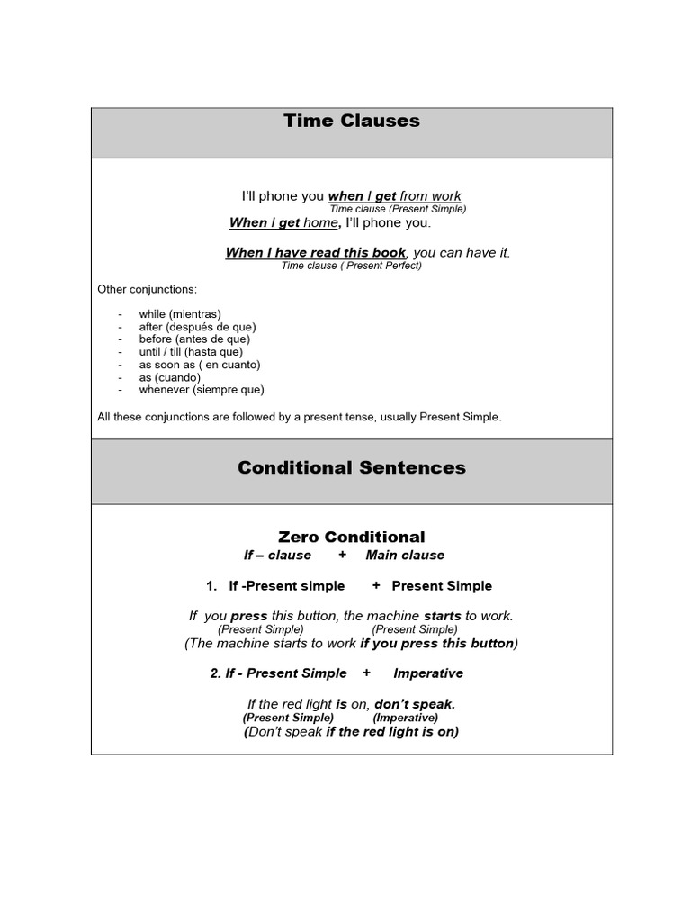 time-clauses-and-conditionals | PDF | Languages | Foreign Language Studies