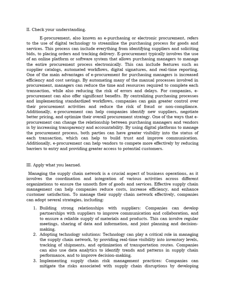 Module 2 Chapter 4 Exe Pdf Supply Chain Procurement