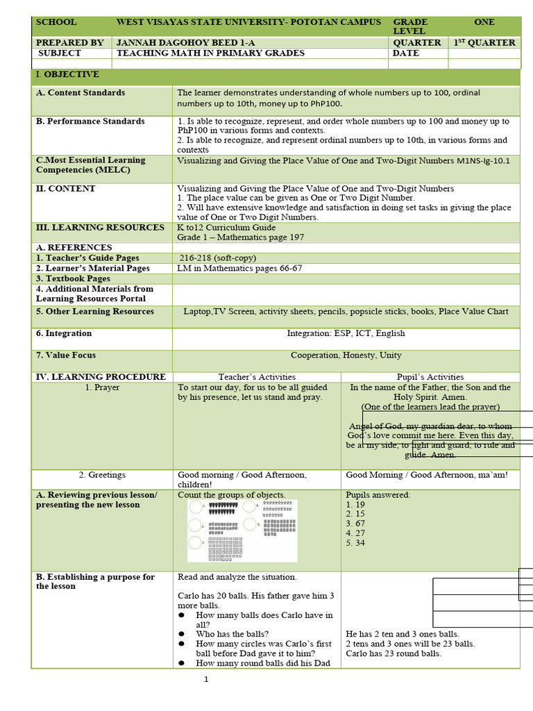MATH-1-COT-jaja | PDF | Learning | Teachers