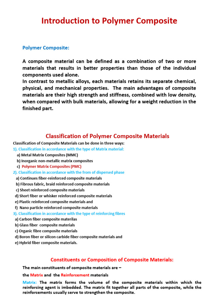 01 Introduction To Polymer Composite | PDF | Composite Material | Fibers