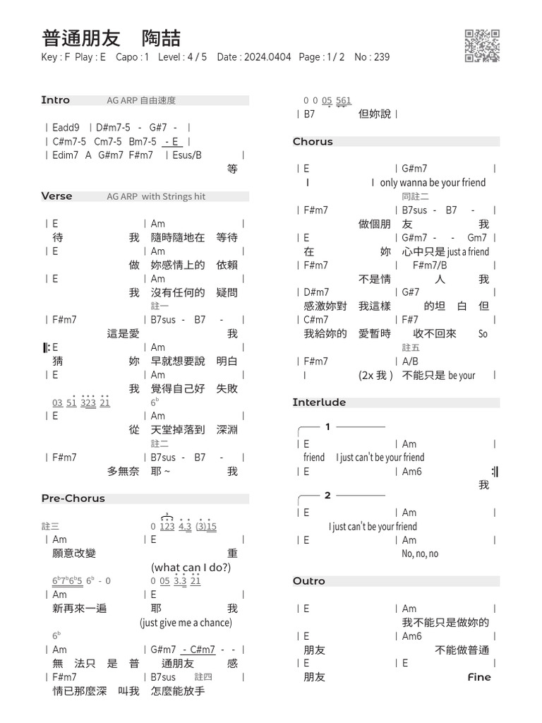 04 普通朋友 - 陶喆 - E+1 - no239 - 20240404 | PDF