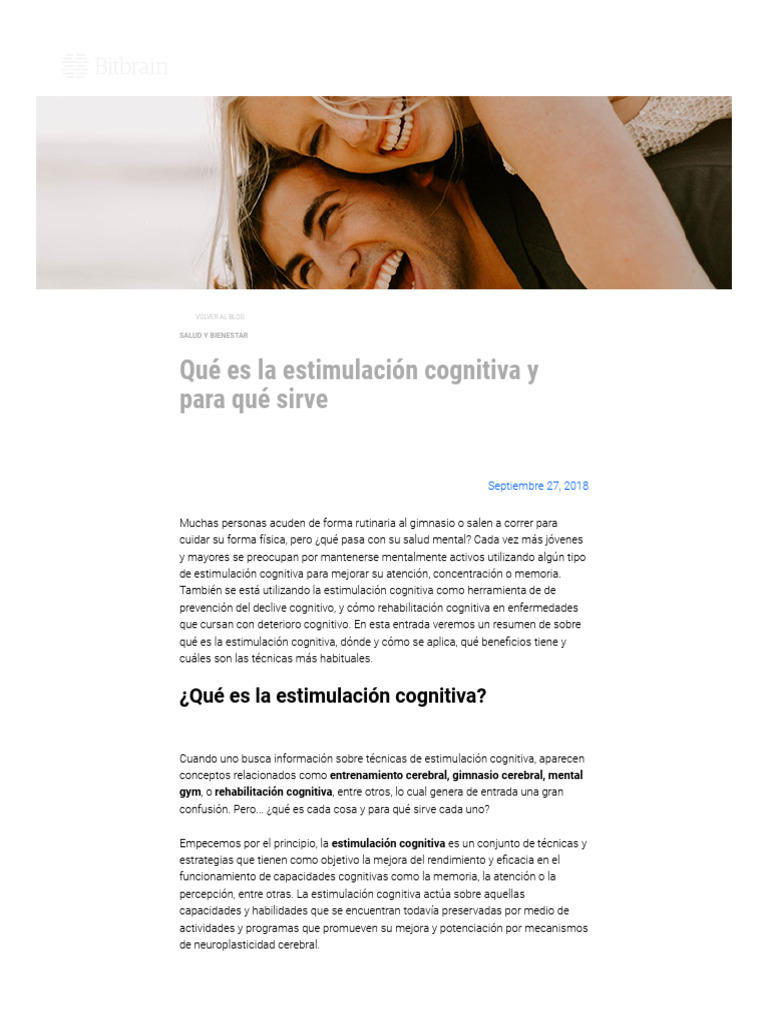 ¿Qué Es y para Qué Sirve La Estimulación Cognitiva - Bitbrain | PDF ...
