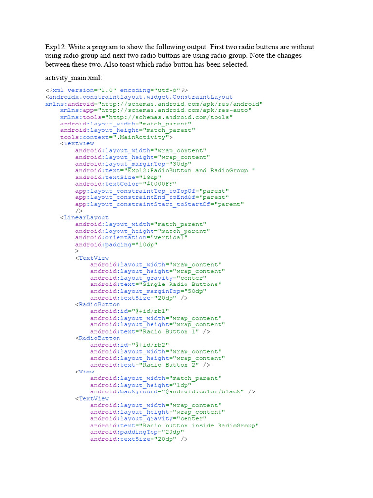 Exp 12 | PDF | Android (Operating System) | Mobile Phones