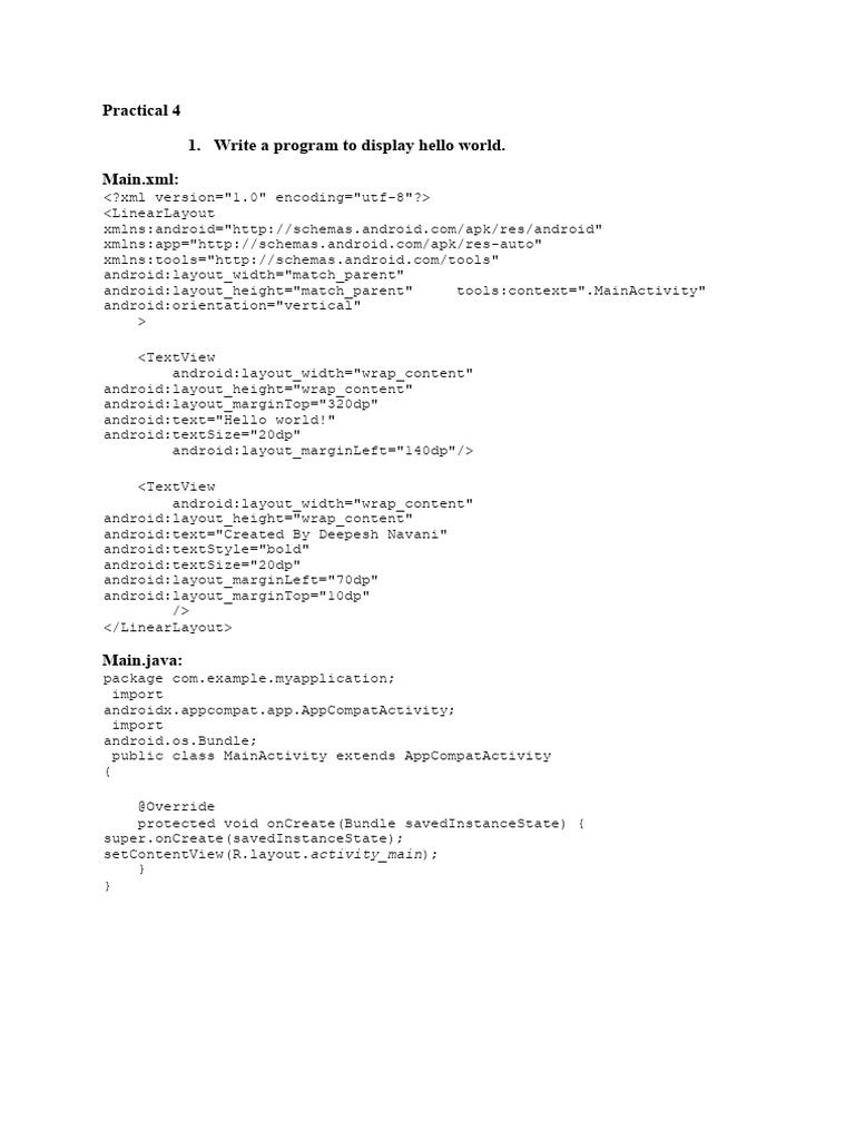 Mad Exp4&5 | PDF | Android (Operating System) | Application Software