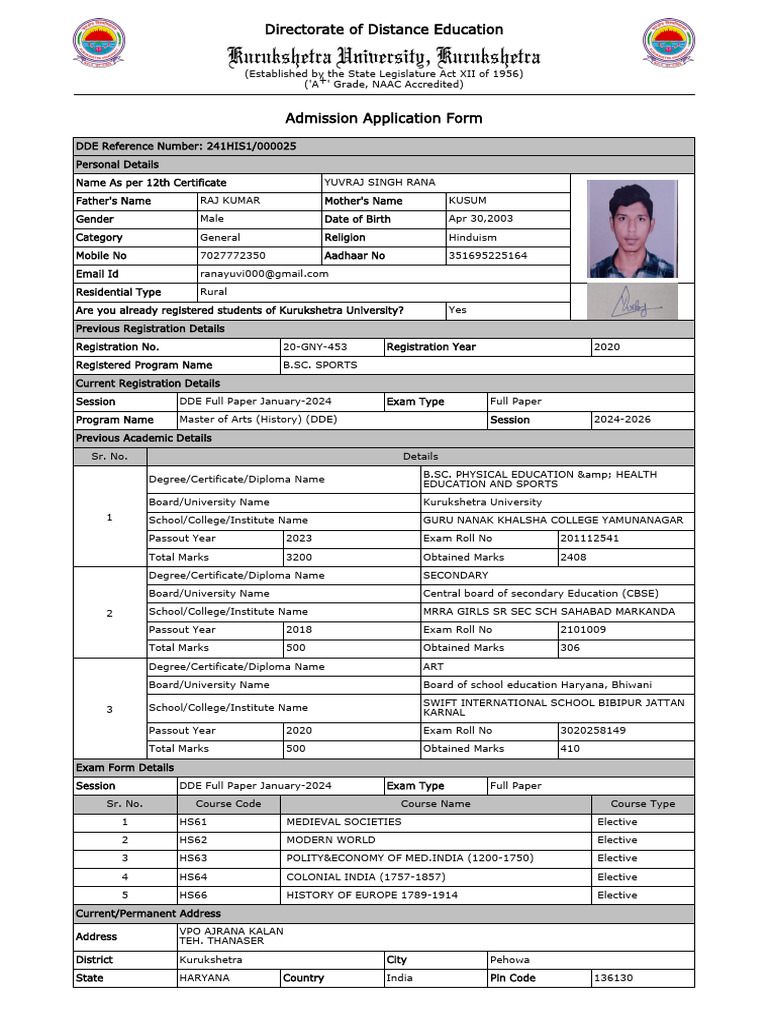 Application Form NNK | PDF | Educational Stages | Qualifications