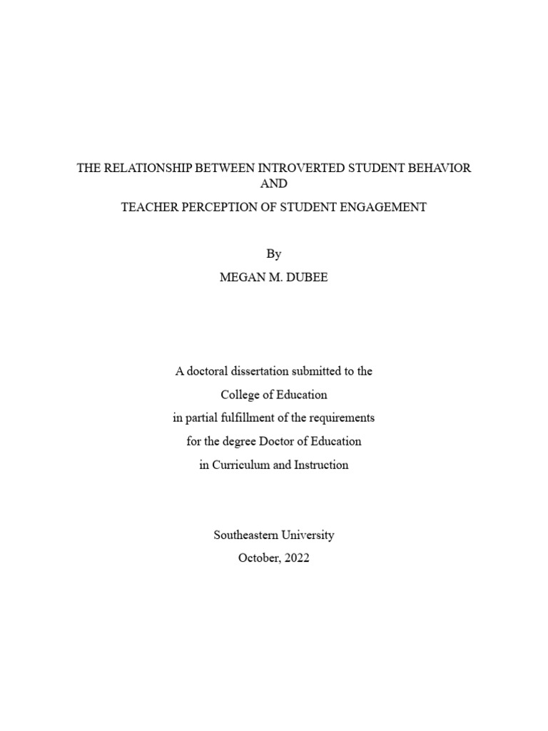 Relationship Between Introverted Student Behavior and 2 | PDF | Extraversion And Introversion ...