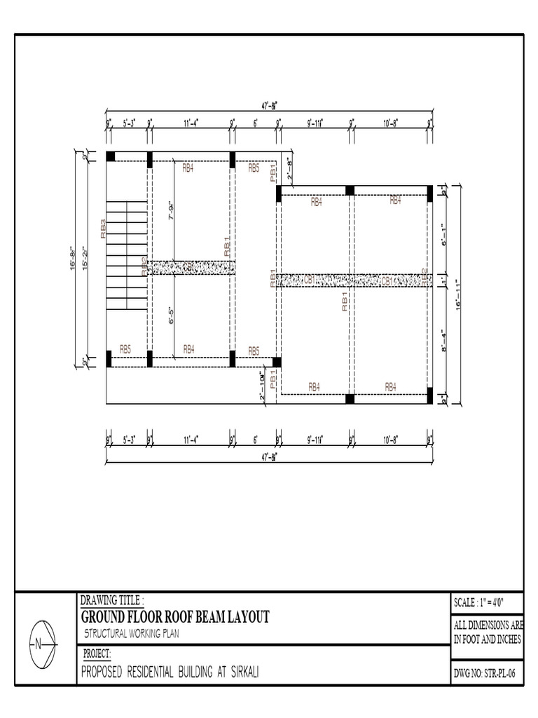 Ground Floor Roof Beam Layout Plan | PDF