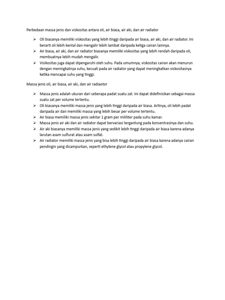 Massa Jenis Oli dan Air: Perbandingan | PDF | Teknologi & Rekayasa