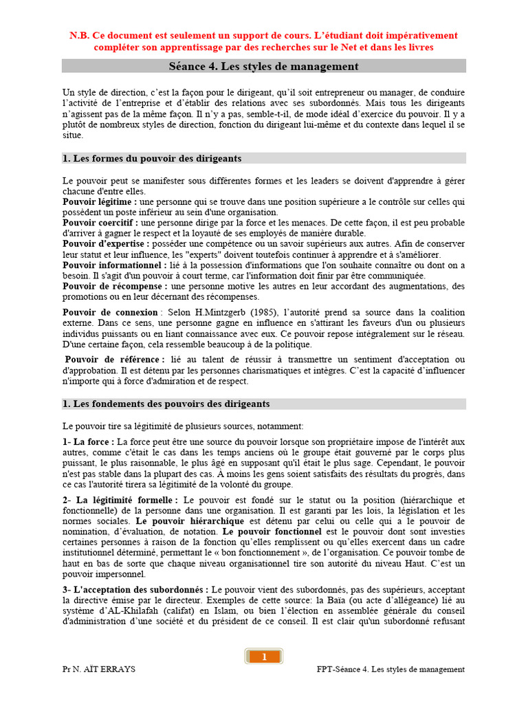 Les 4 styles de management expliqués | PDF | Motivation | Motivant