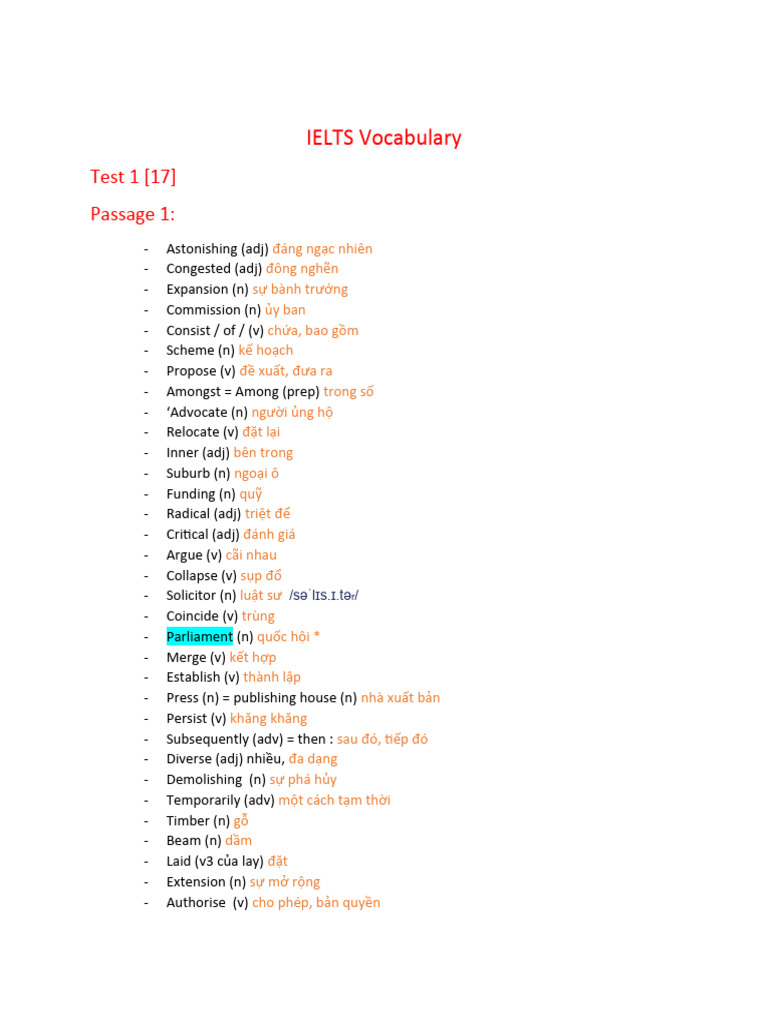 IELTS Vocabulary | PDF