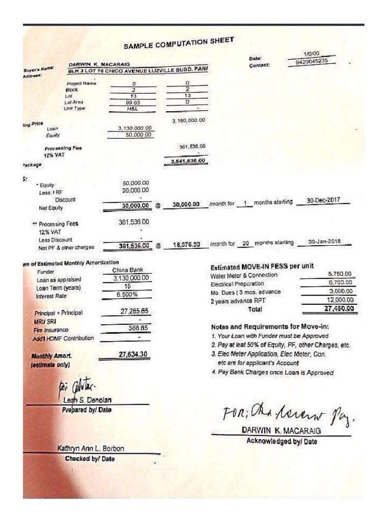 House & Lot Loan Computation-1 | PDF