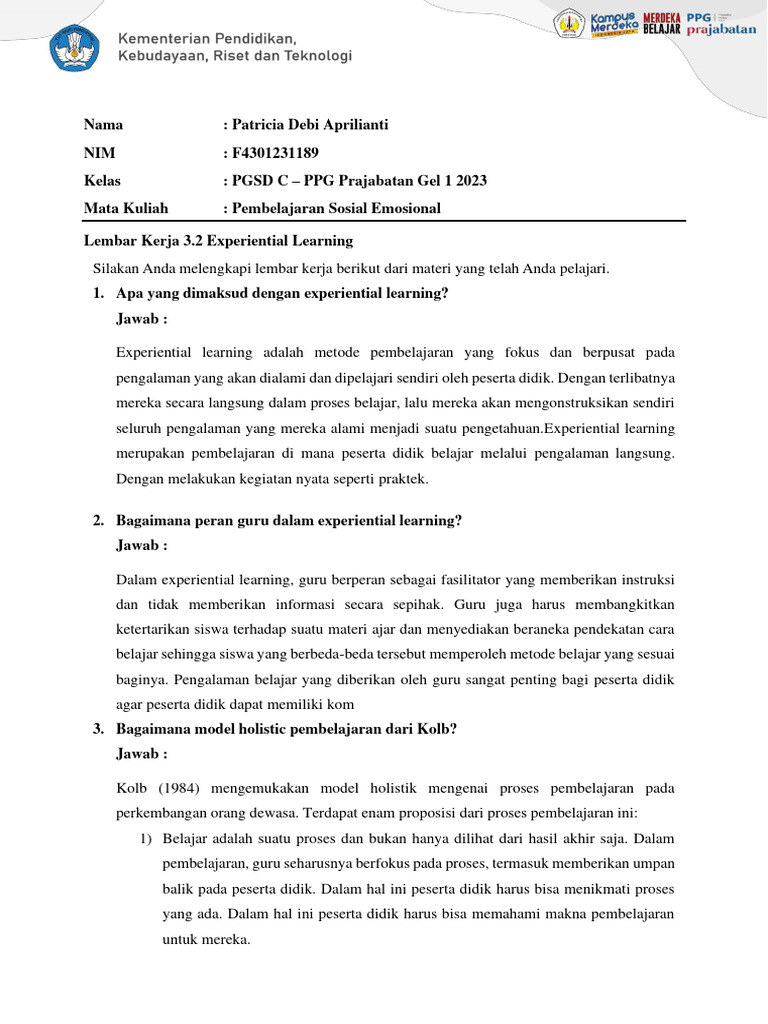 Eksplorasi Konsep-T3-Lembar Kerja 3.2 Experiential Learning-Patricia Debi Aprilianti | PDF