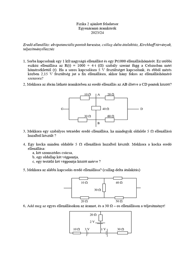 Fizika 2 Egyenaram Ajfel | PDF