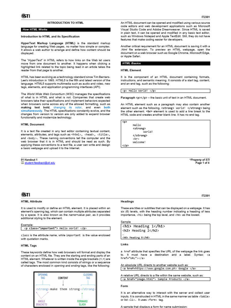 Web System Tech | PDF | Html | Html Element