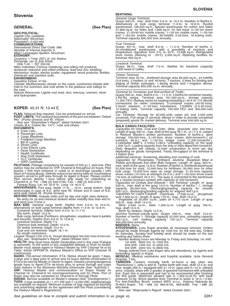 Slovenia | PDF | Ships | Cargo