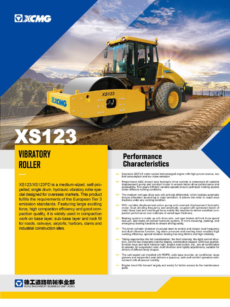XCMG SS XS123 Roller Brochure Min | PDF