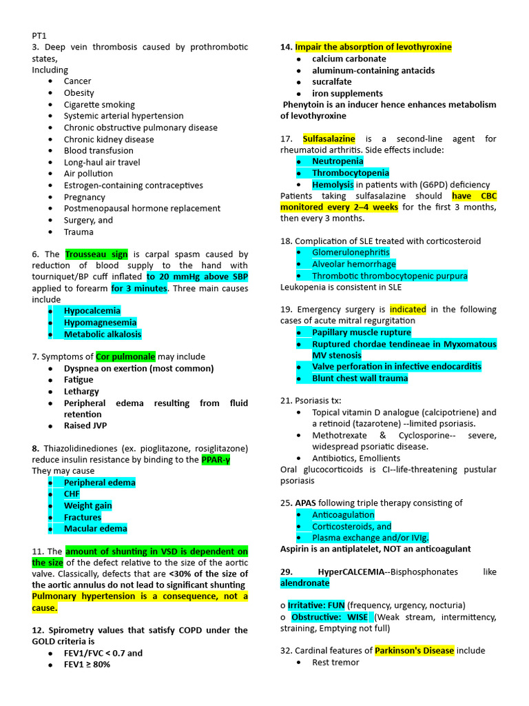 PT1 | PDF | Cough | Thrombosis