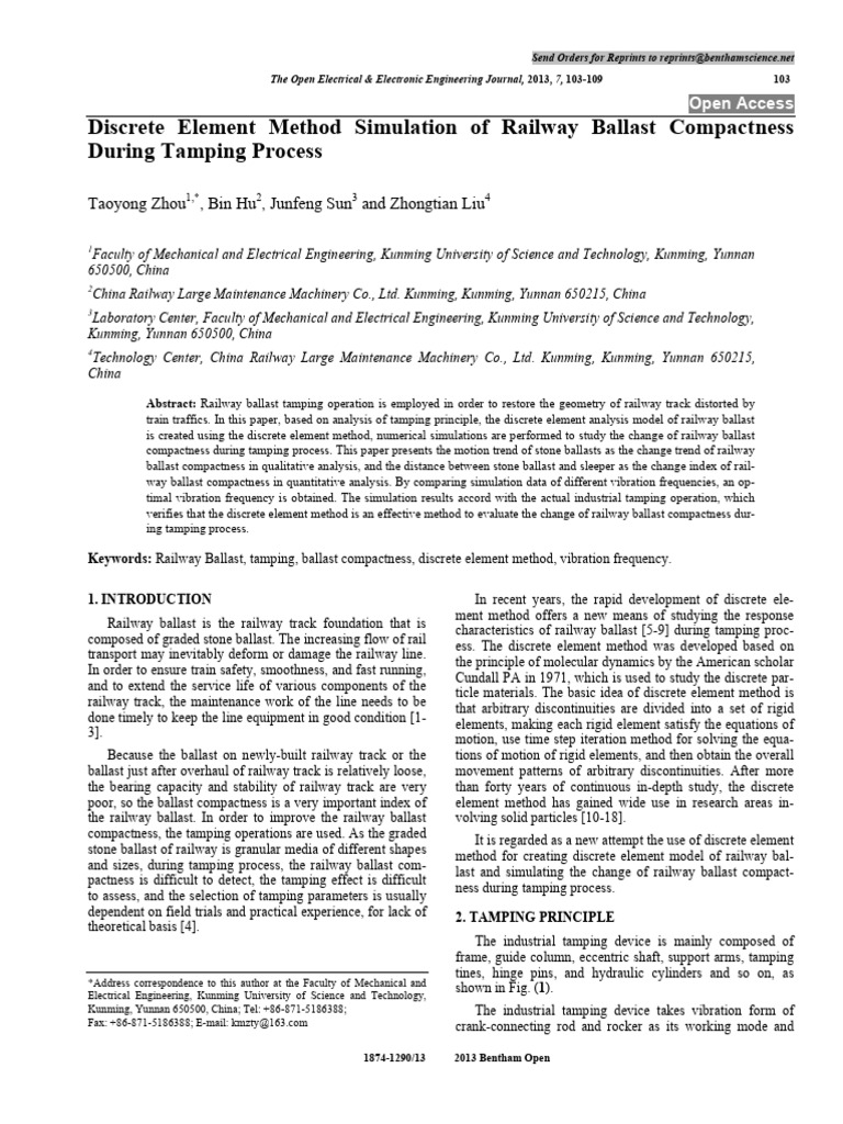 Discrete Element Method Simulation of Mesomechanics of Railway Ballast During Tamping Process ...