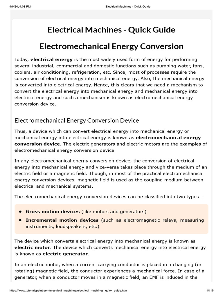 Electromechanical Energy Basics | PDF | Electromagnetic Induction ...