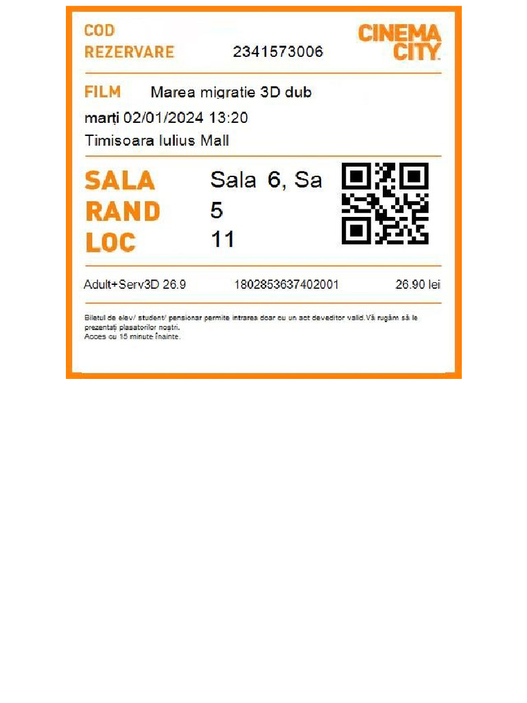 Bilete Cinema - Marea Migratie | PDF