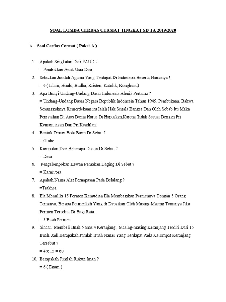 Latihan Soal Lomba LCC | PDF