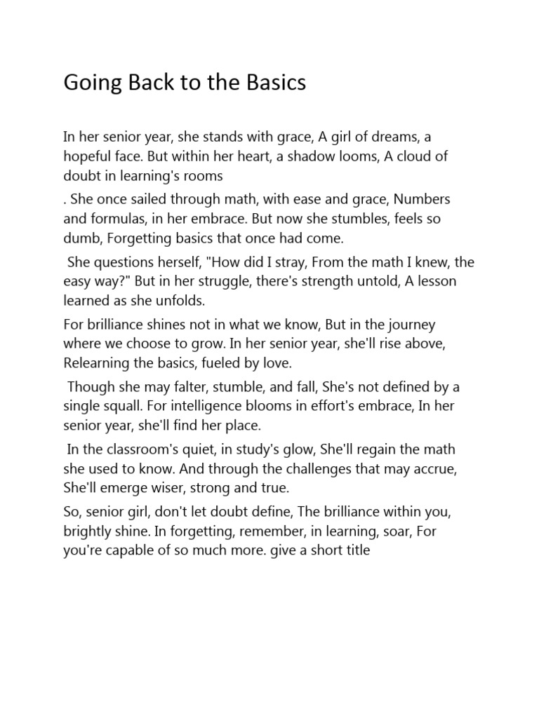 Going Back to the Basics | PDF