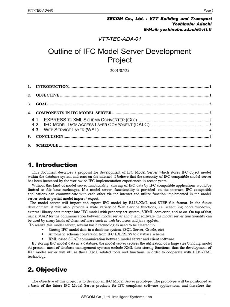 Outline of Ifc Model Server Development Project | PDF | Databases | Web ...