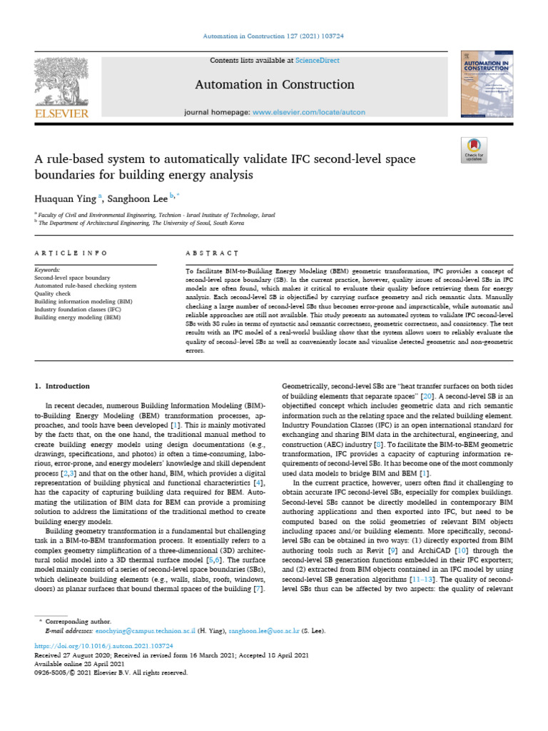 1 s2.0 S0926580521001758 Main | PDF | Building Information Modeling | Geometry