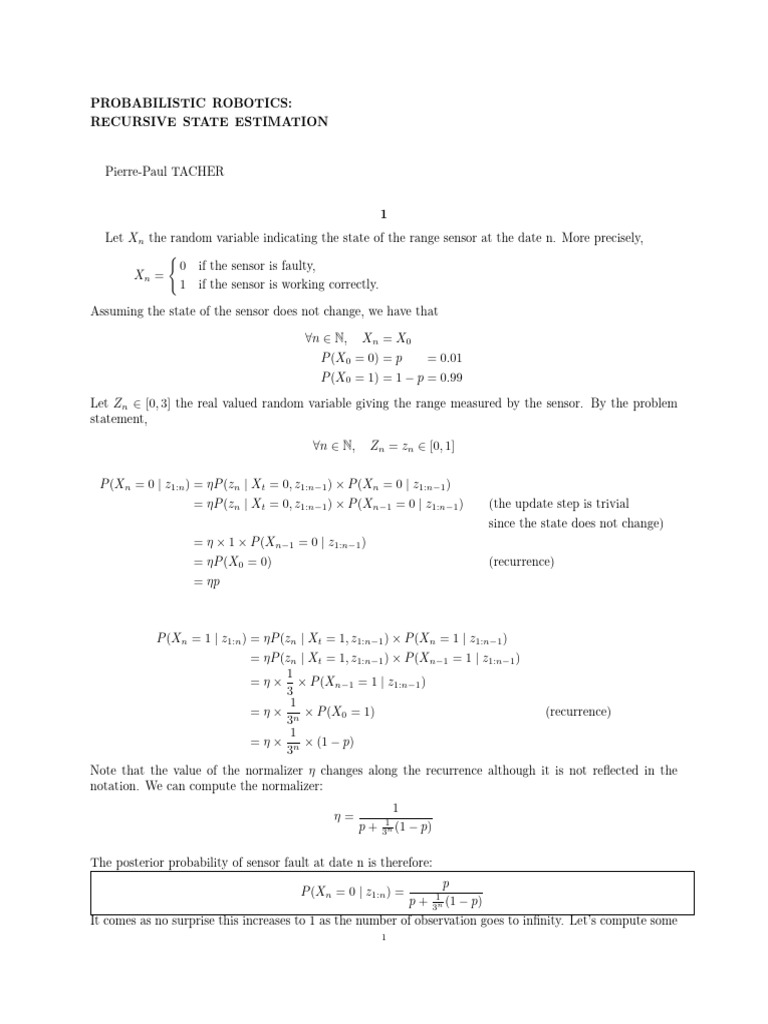 Ch2 Recursive State Estimation Pdf Markov Chain Mathematics