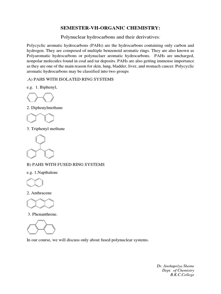 SEM VH - Polynuclear Chemistry - APS | PDF | Polycyclic Aromatic Hydrocarbon | Aromaticity