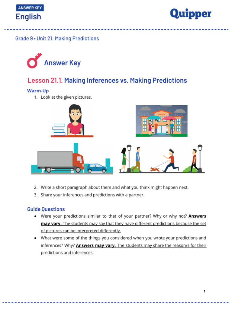 ME Eng 9 Q4 2101 - AK - Making Inferences vs. Making Predictions | PDF ...