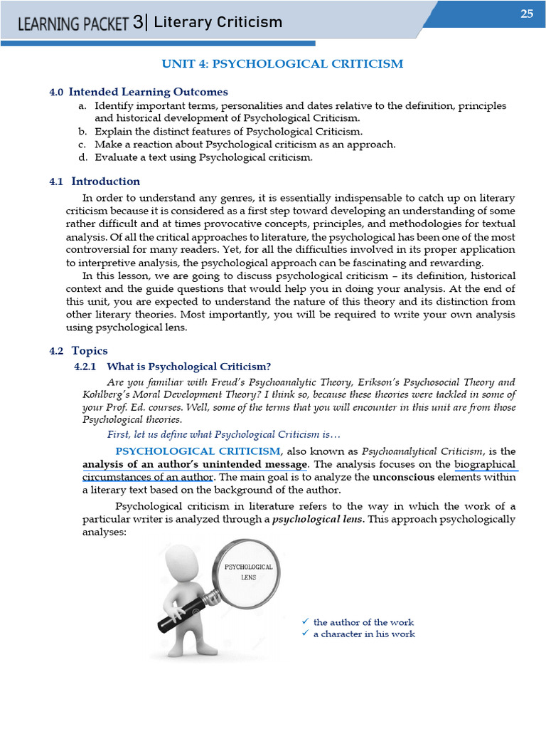 Psychological Criticism Guide | PDF | Id | Oedipus Complex