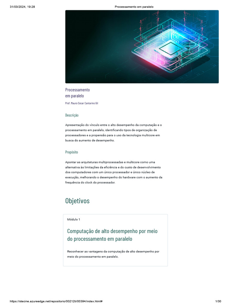 Processamento em Paralelo | PDF | Microprocessador | Computação paralela