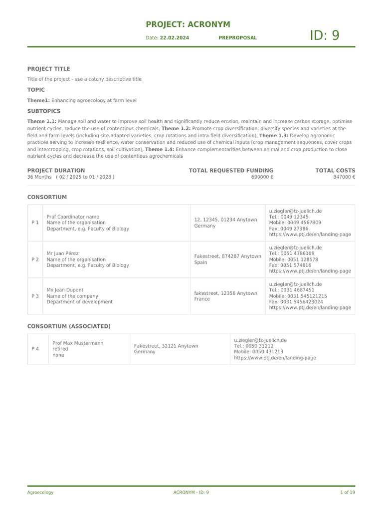 Pre Proposal example | PDF | Crop Rotation | Agriculture