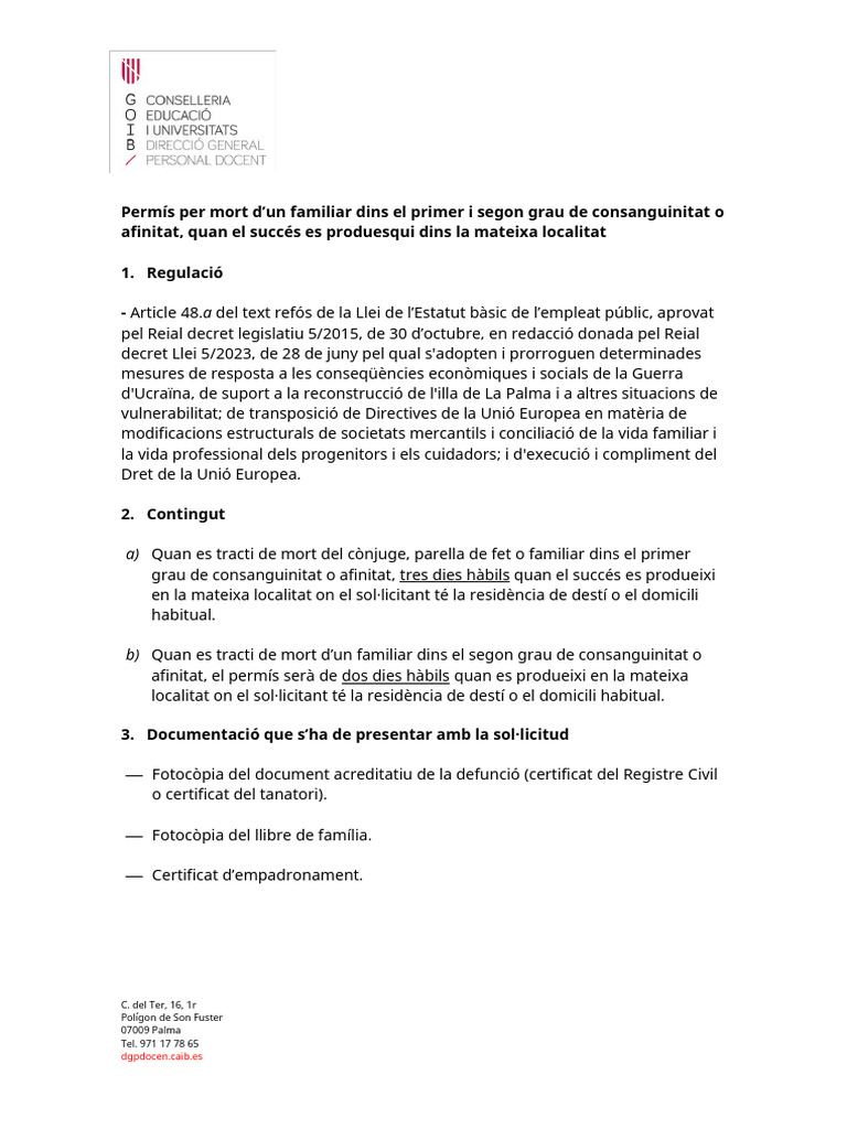 2021 PERMIS CENTRE Defun Accid Malalt | PDF