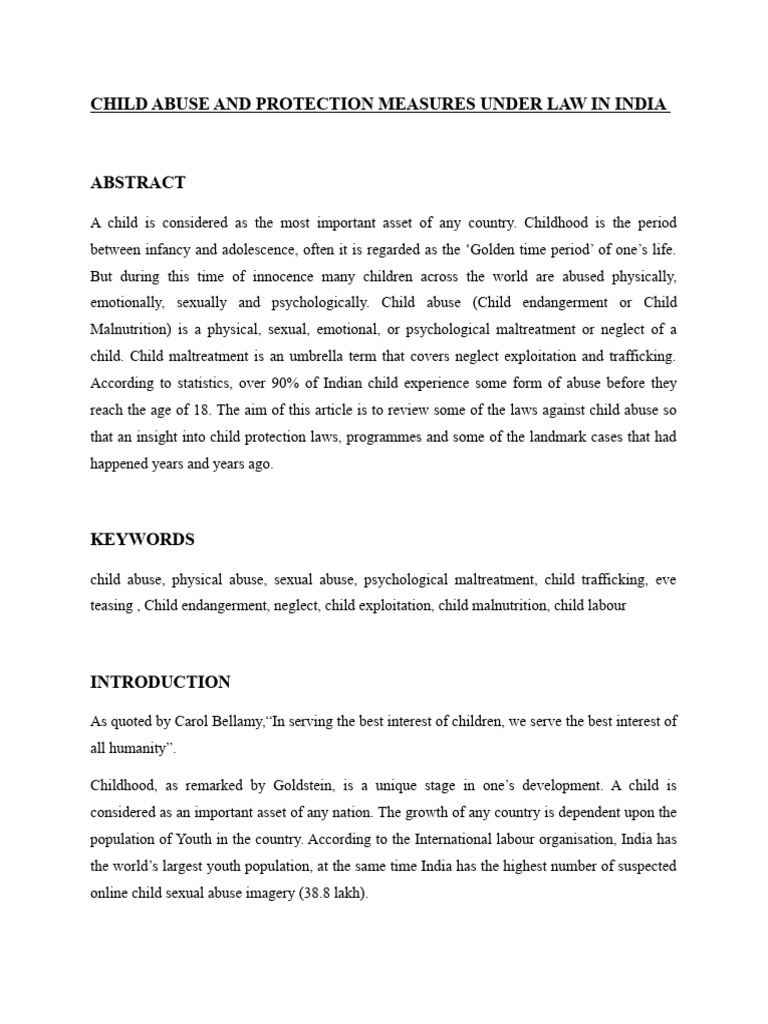 Article On Child Abuse - Jyotika Mondal | PDF | Child Abuse | Child ...