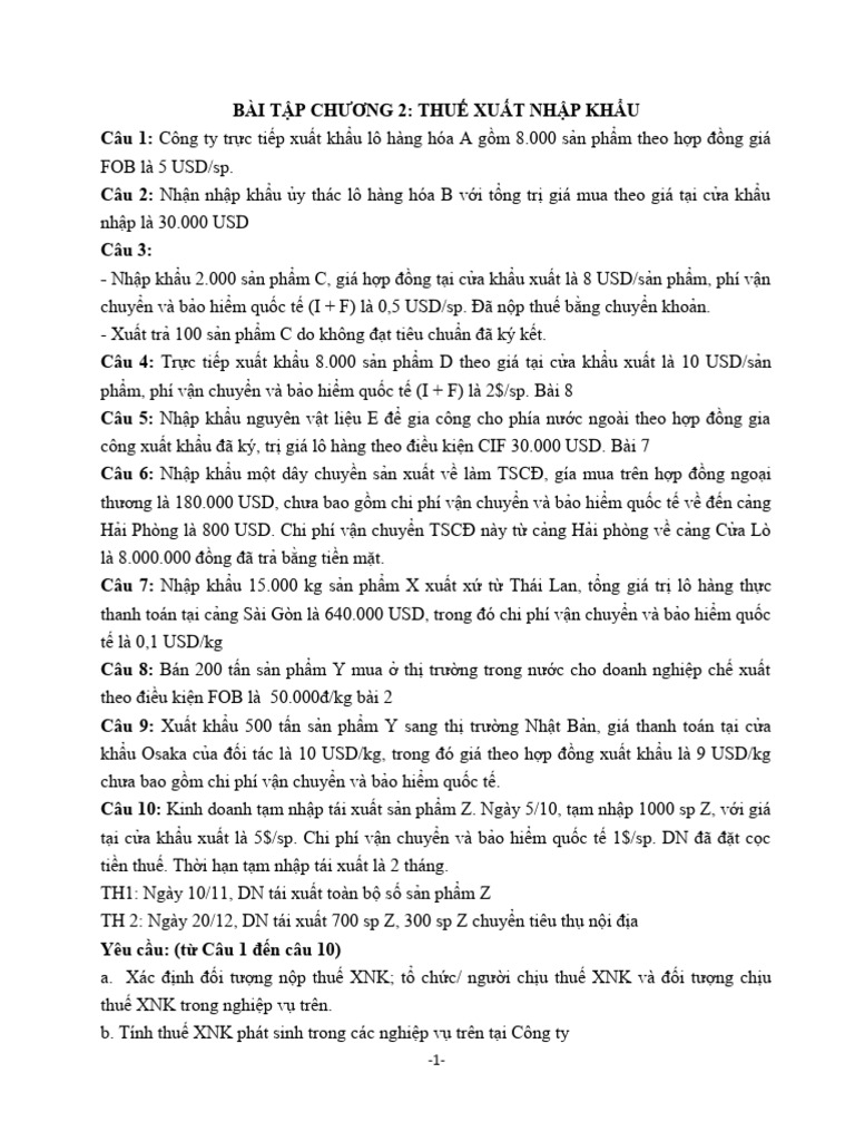 Bai tap thue 2024 | PDF