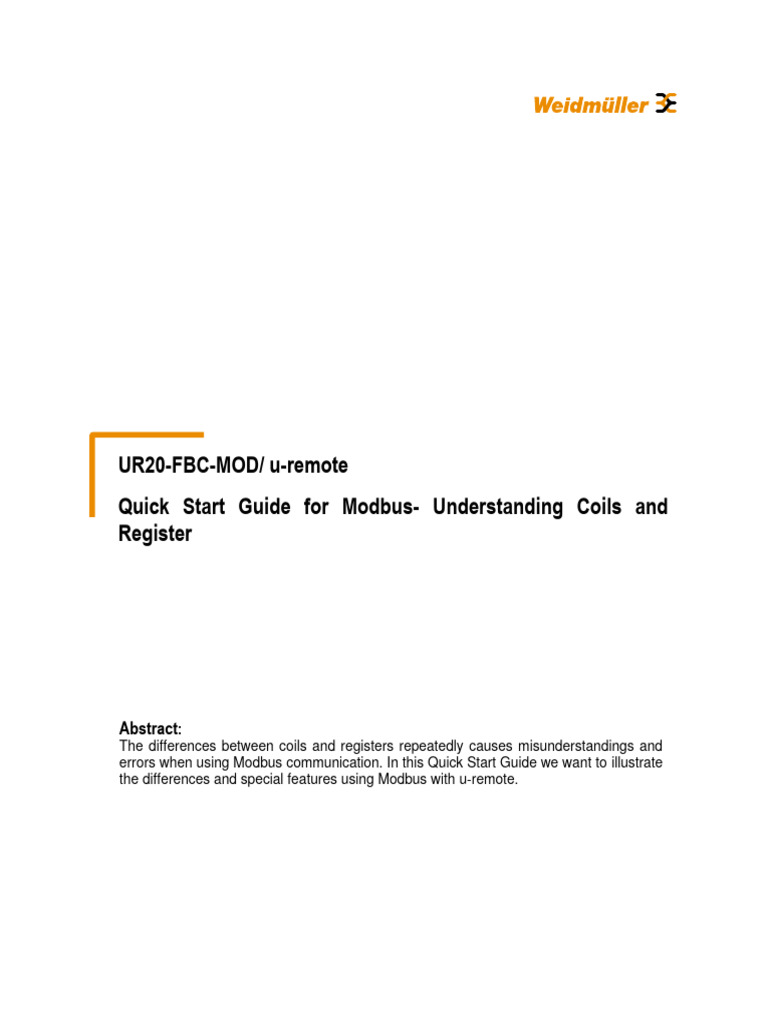 QSG0007-UR20-Modbus Understanding Coils and Register | PDF | Computer Network | Computer Networking
