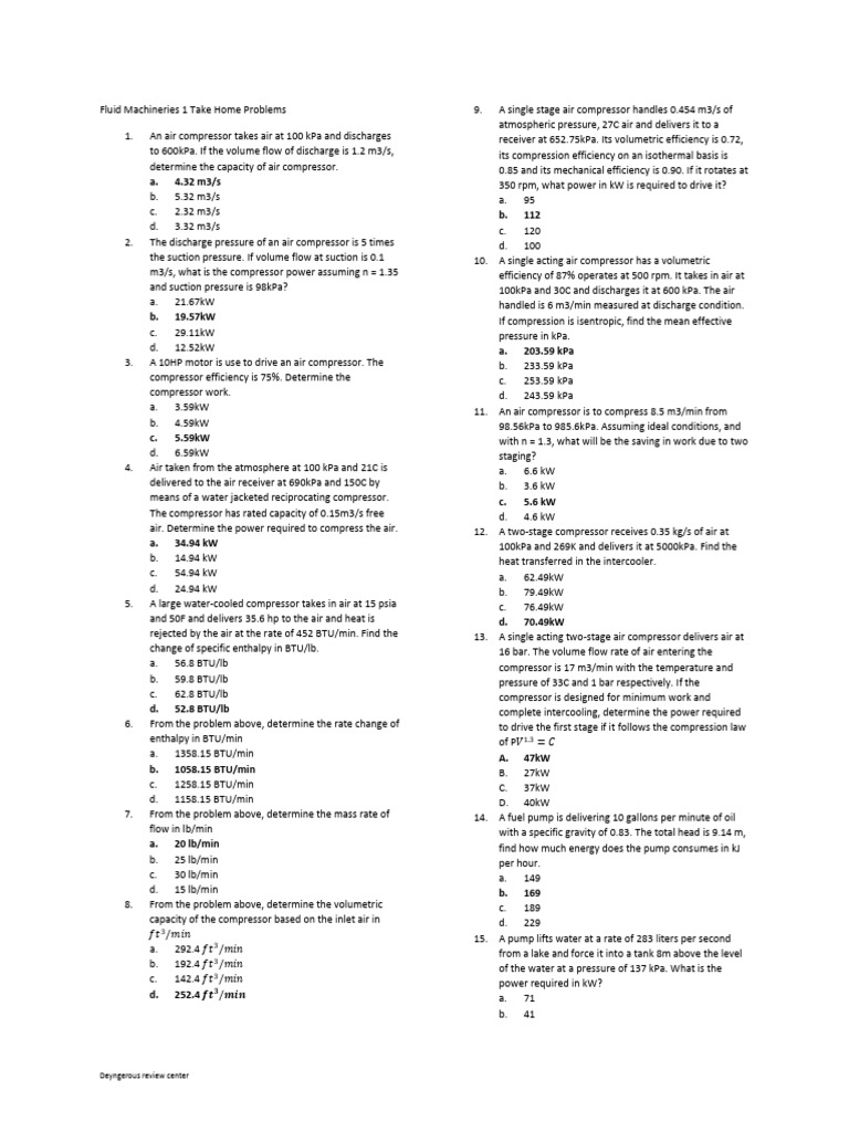 Air Compressor Capacity and Efficiency Calculations | PDF | Pump ...