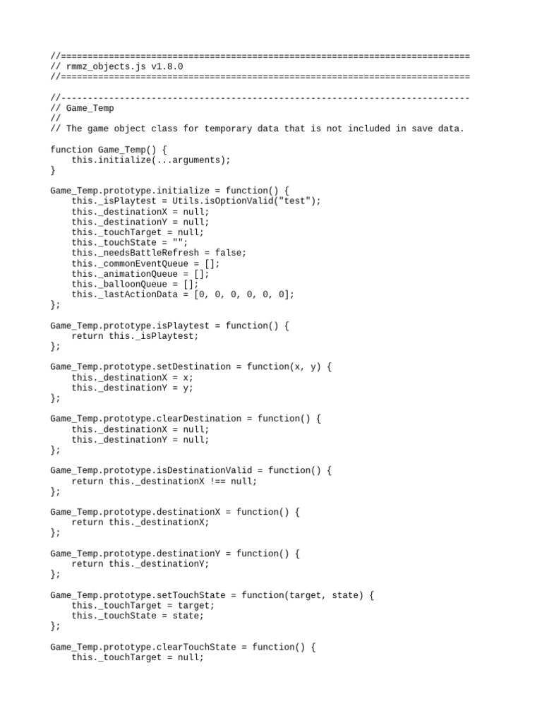 RMMZ Objects | PDF | Computer Programming