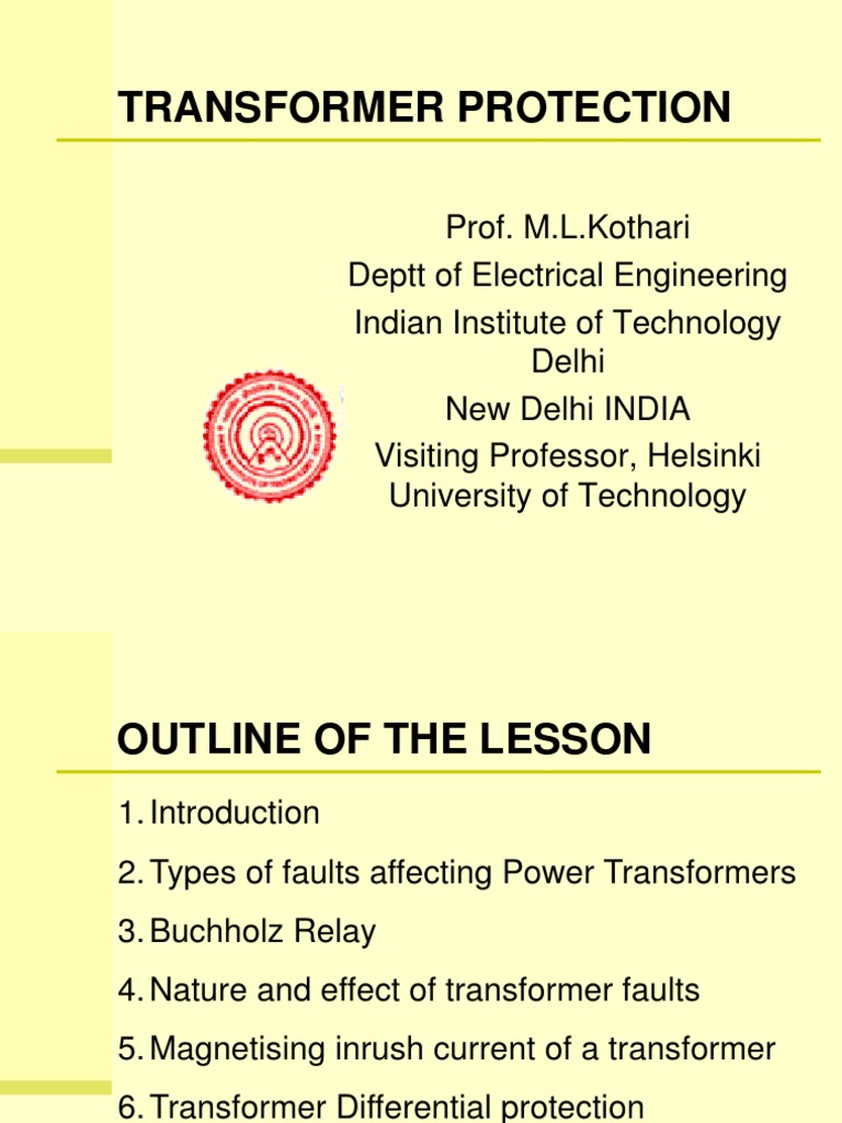 Transformer Protection Overview | PDF | Transformer | Electric Current