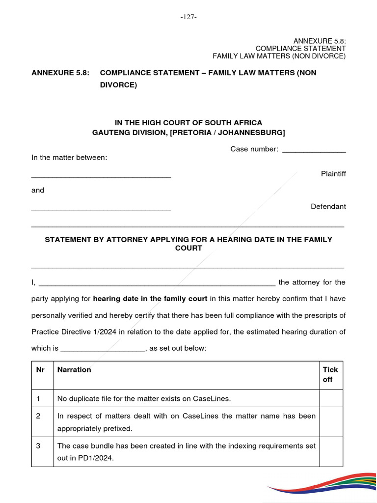 Compliance Statement for Family Law Cases | PDF | Justice | Crime ...