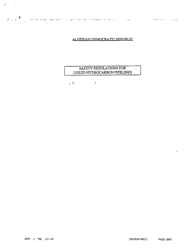 ALGERIA Safety Reg. Liquid Hydrocarbon Pipelines | PDF
