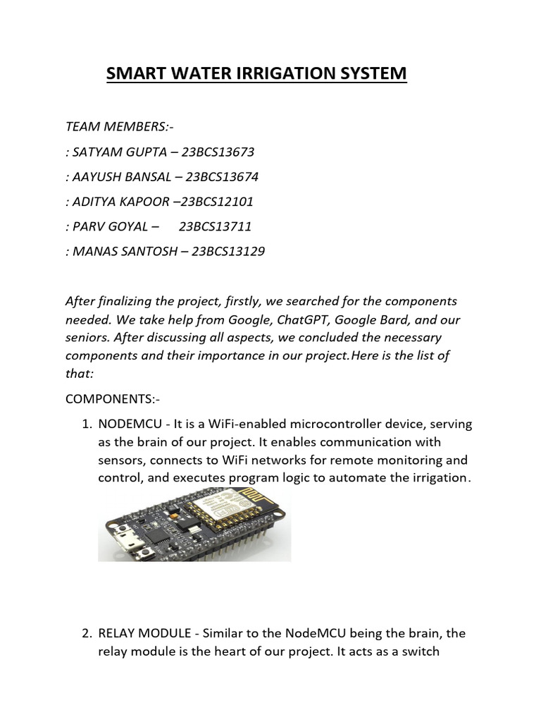 Smart Water Irrigation System | PDF | Computer Hardware | Sensor