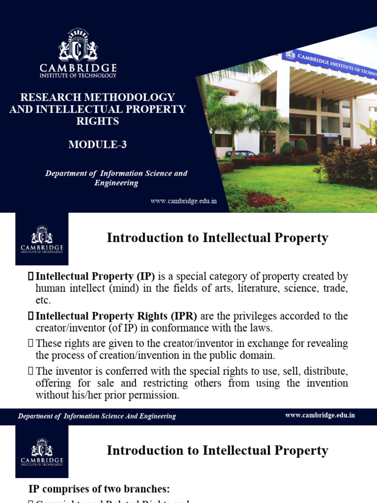 RM - Module 3 | PDF | Intellectual Property | Prior Art