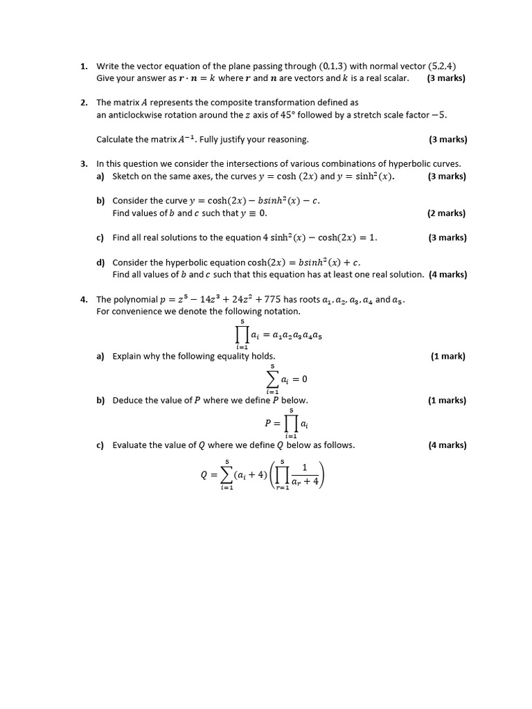 FM Paper Qalugi | PDF | Integral | Rotation