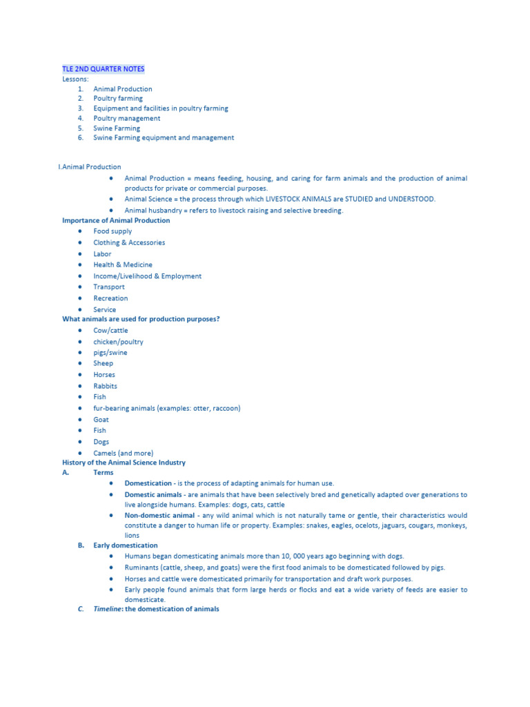 tle-notes-g8-2 | PDF | Pig | Chicken