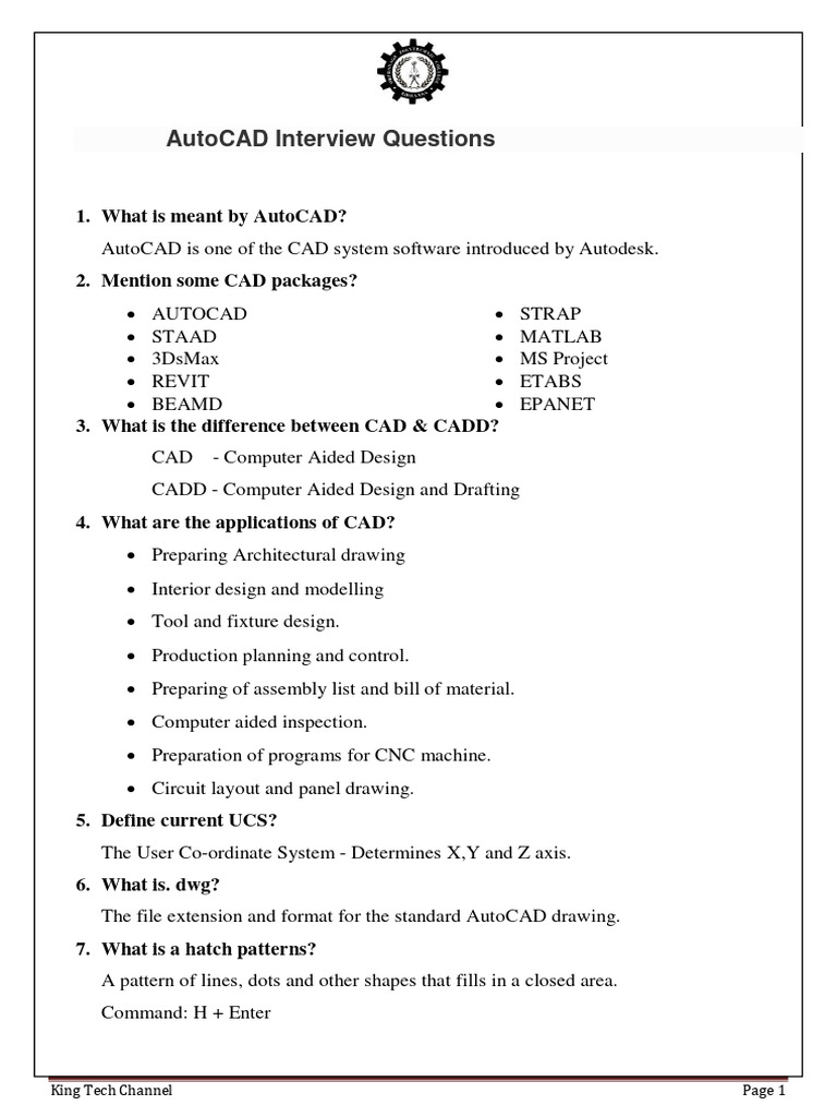 AutoCAD Interview Questions | Download Free PDF | Computer Aided Design ...