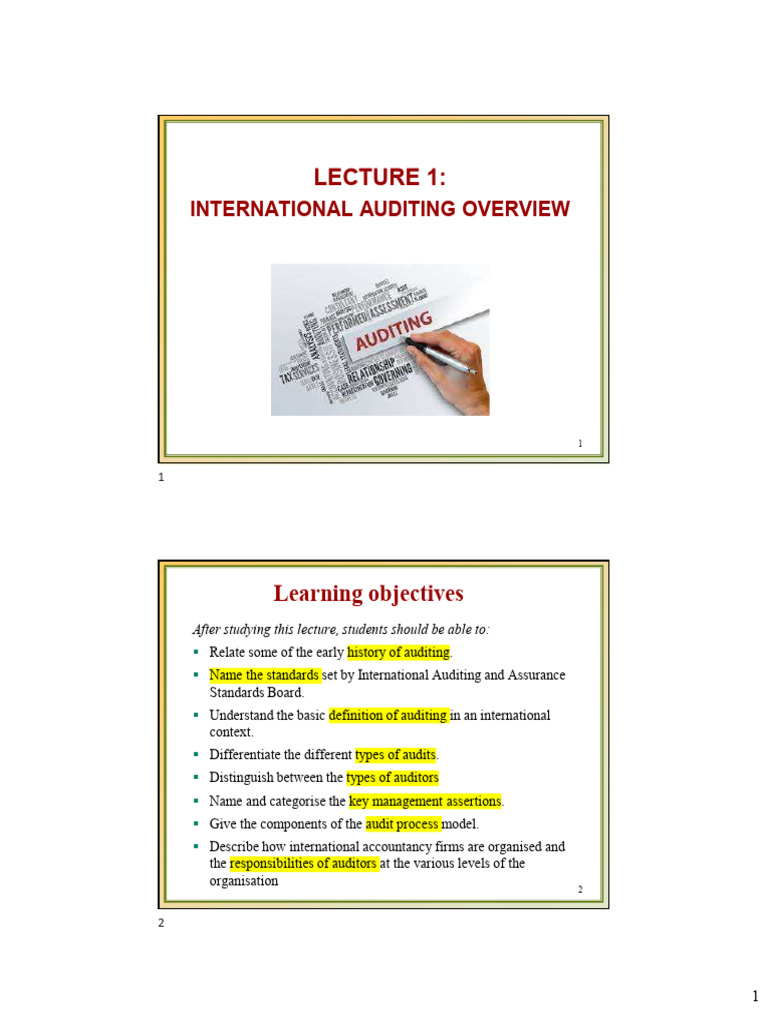 Slides - Lecture 1 - ST Version | PDF | Audit | Financial Audit