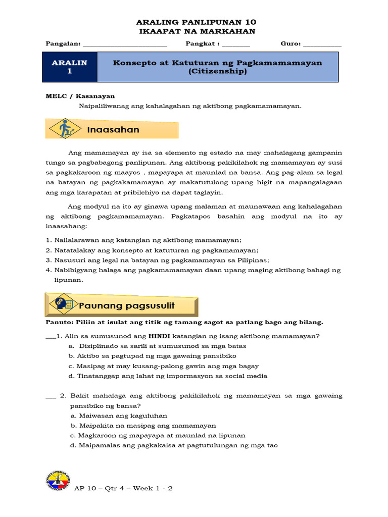 AP 10 Q4 Week 1 2 | PDF